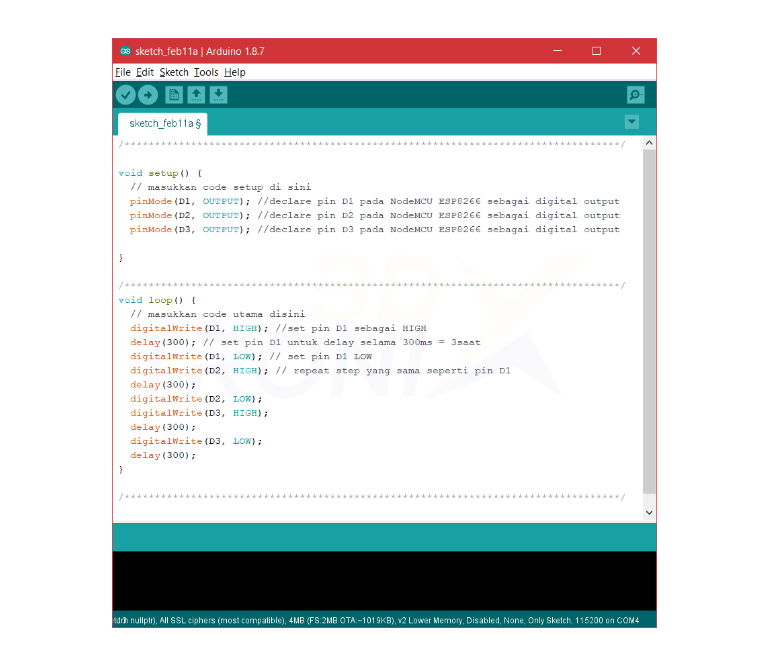 LED blinking dengan NodeMCU ESP8266 | BDxTronix